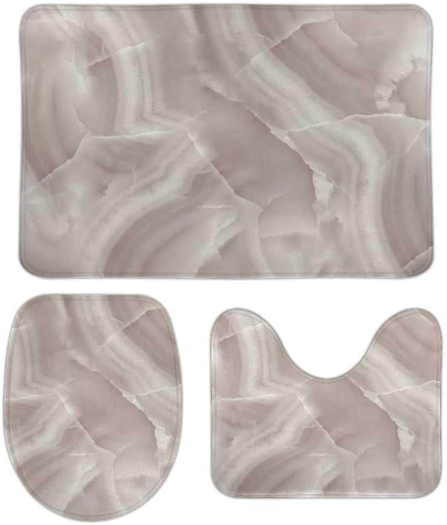 SKYSONIC Non-Slip 3 Piece Bathroom Rug Set Marble Texture Stone Soft ...