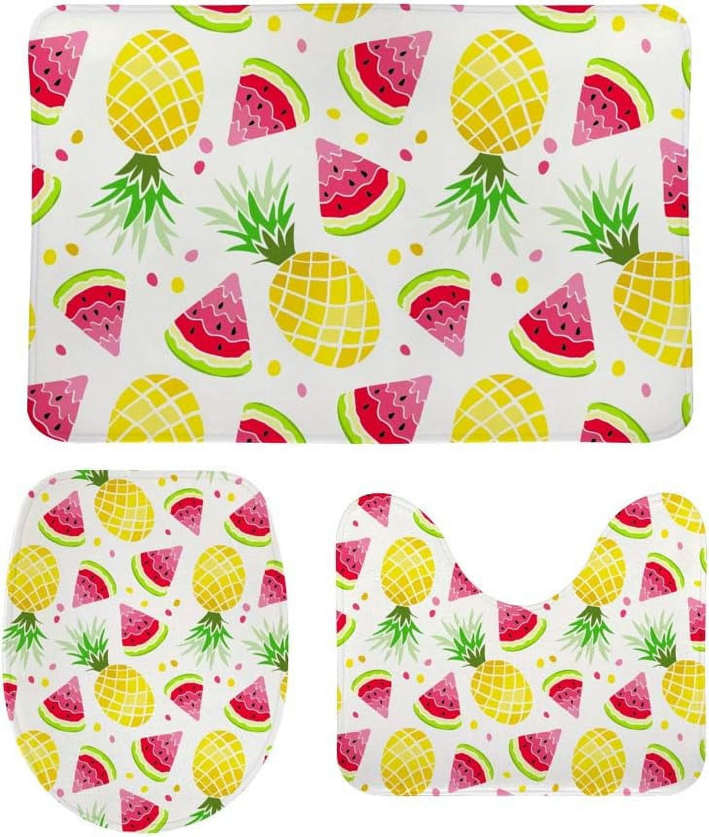 SKYSONIC Non-Slip 3 Piece Bathroom Rug Set Watermelon Pineapple Soft ...