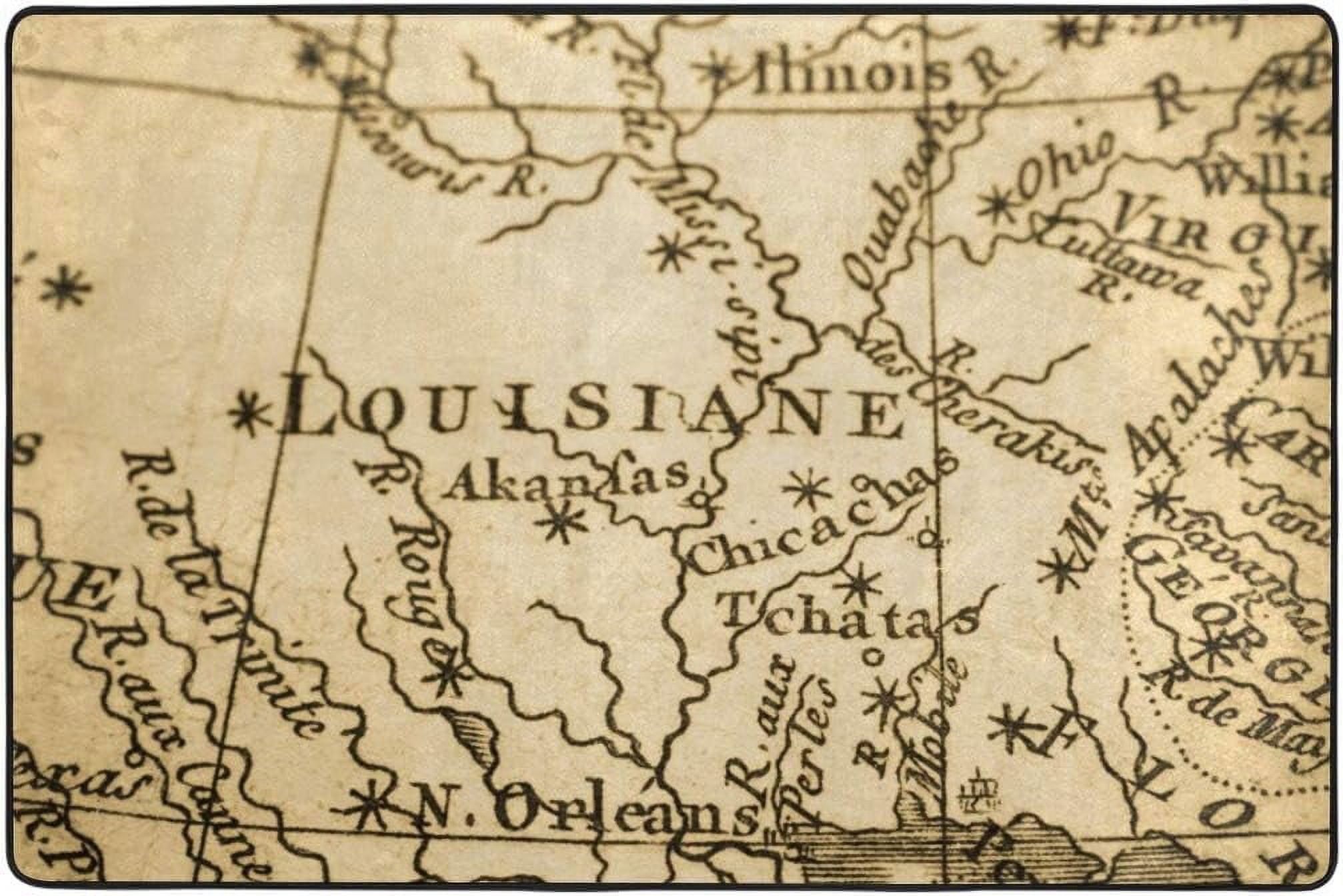 SKYSONIC Old Map America New Orleans Area Rug Carpet for Living Room ...