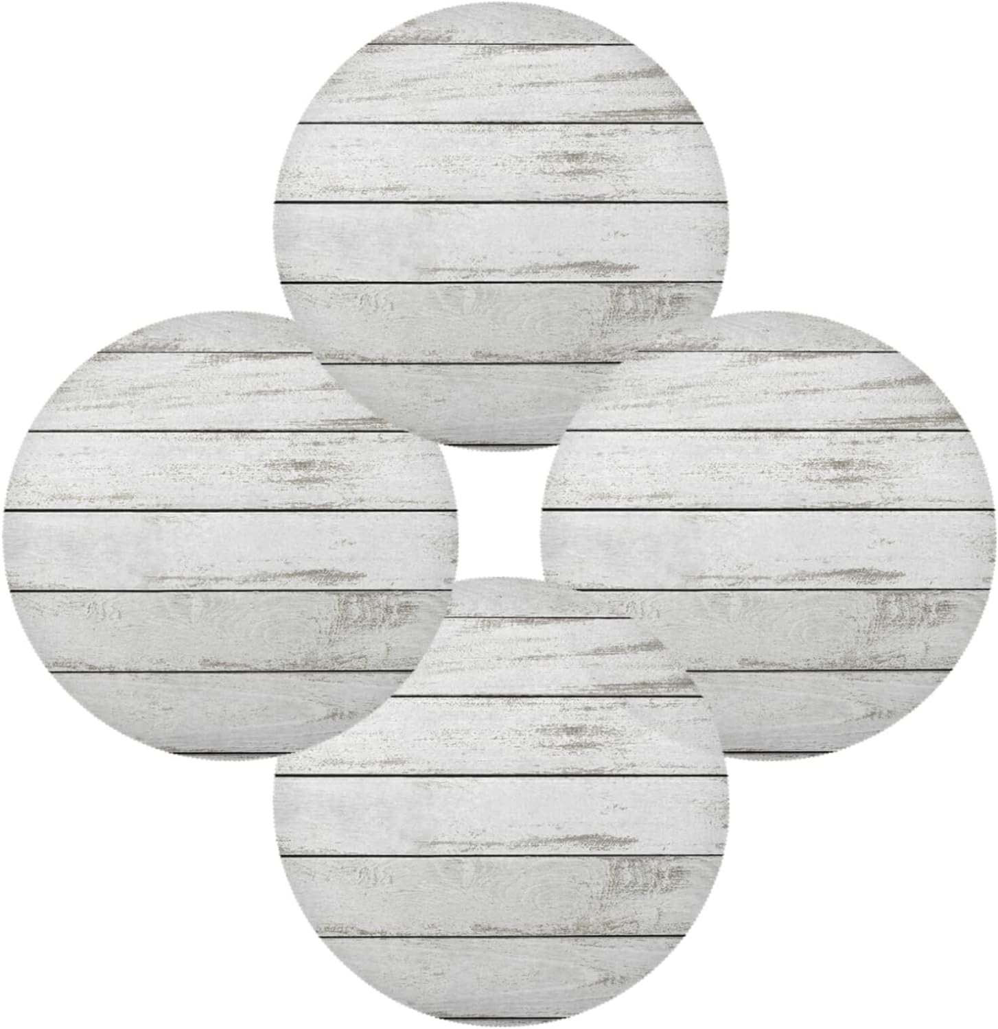 SKYSONIC Old Wood Plank White Paint Texture Round Placemats for Dining ...