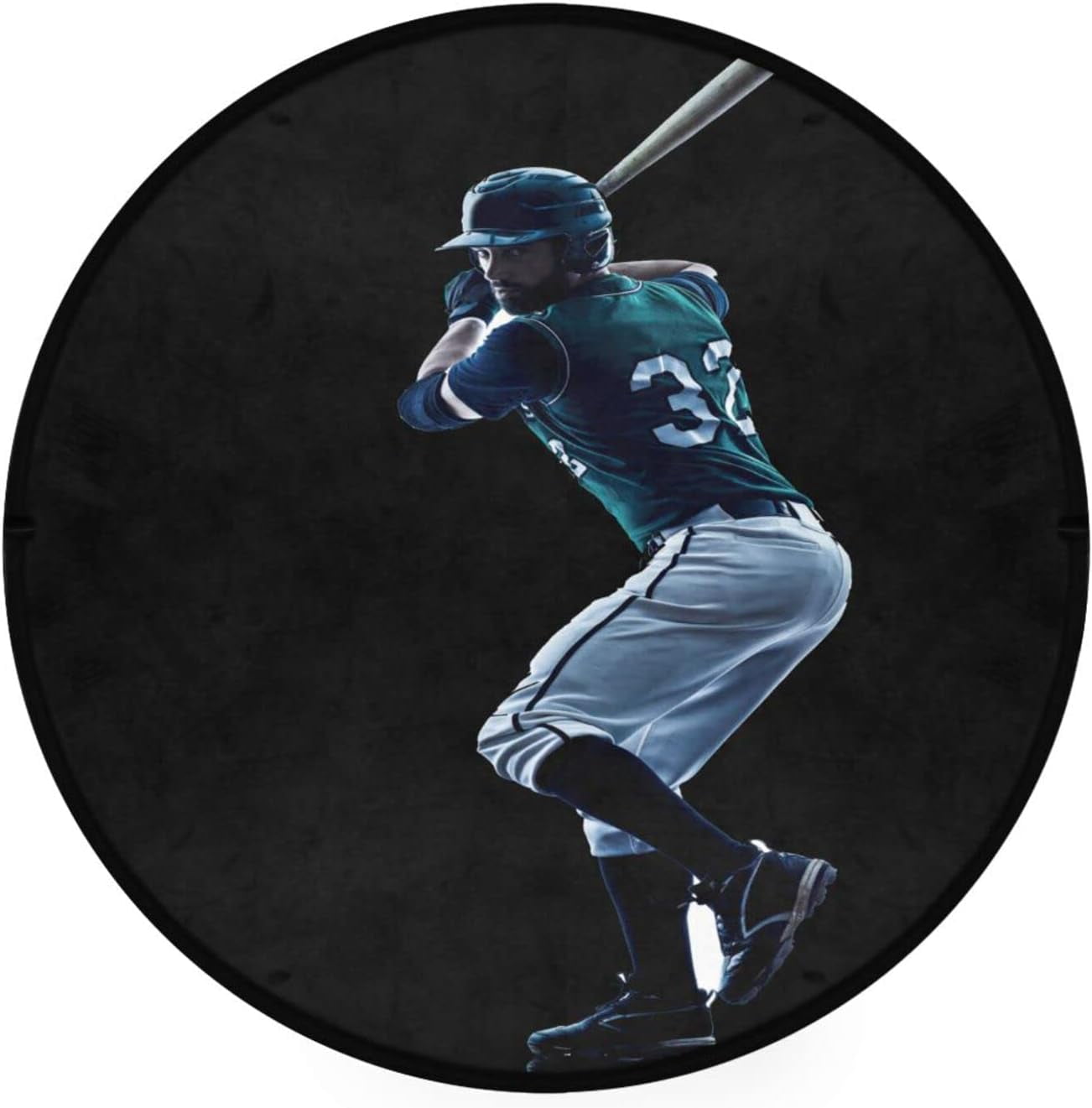 SKYSONIC One Caucasian Man Baseball Player PlayingRound Area Rug Chair Couch Cover Area Rug for ...