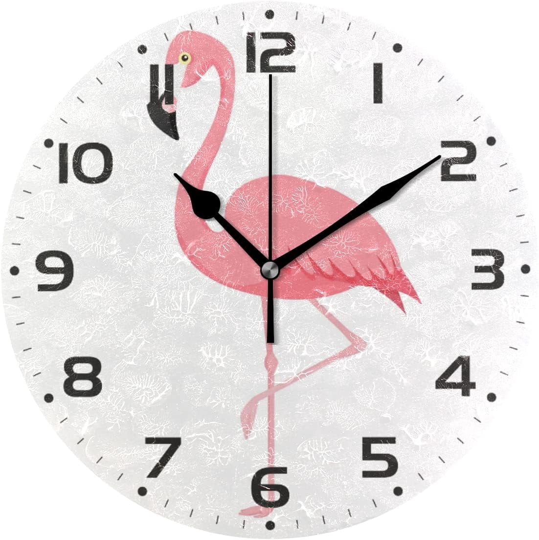 SKYSONIC One Tropical Flamingo Wall Clock 10 Inch Silent Non Ticking ...