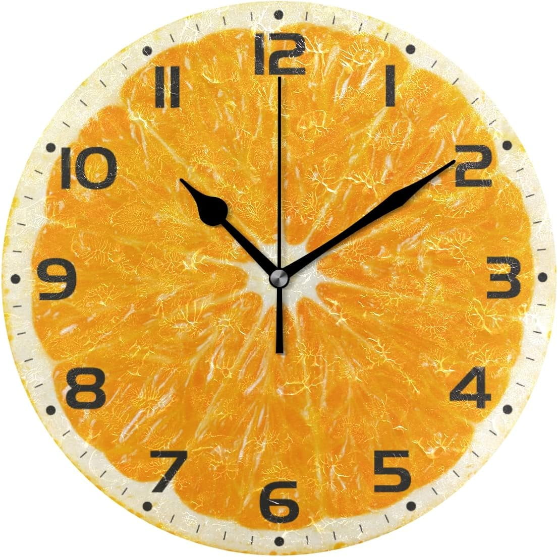 SKYSONIC Orange Slices Wall Clock 10 Inch Silent Non Ticking Round ...