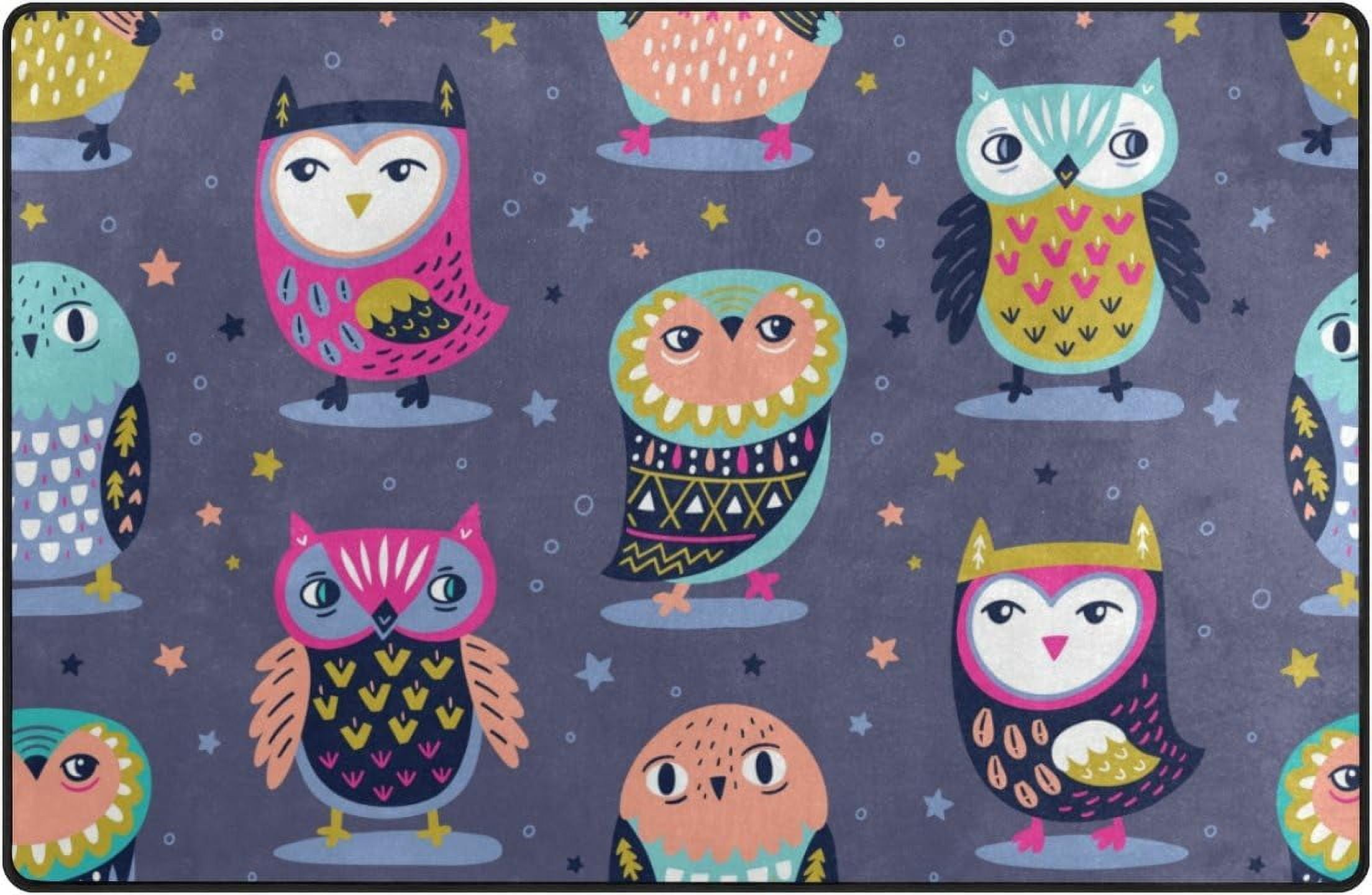 SKYSONIC Owls Stars Night Area Rug Pad - 31 x 20 inch - 100% Light ...
