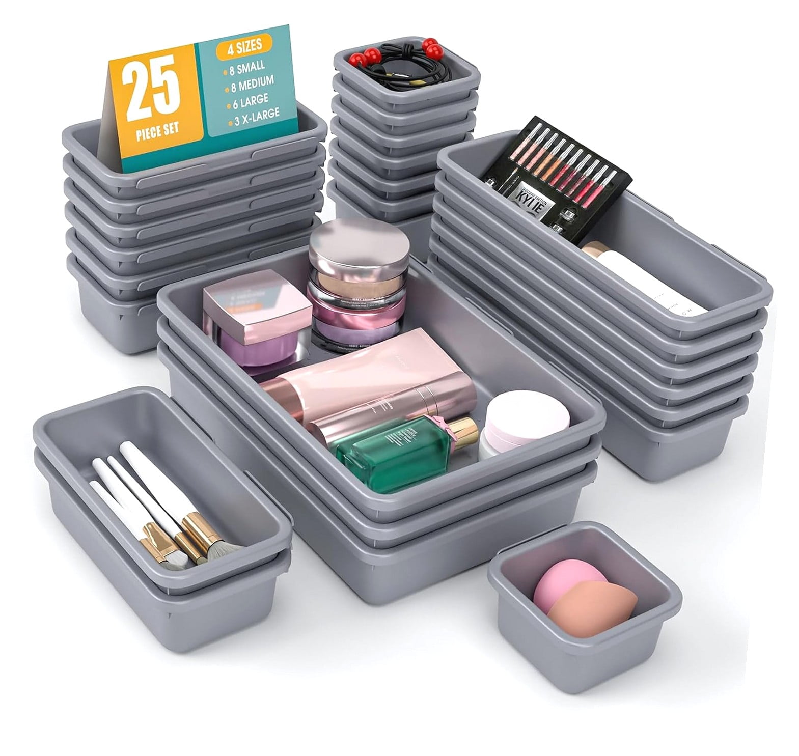 SKYSONIC PCS Drawer Organizer Set, 4 Size Drawer Divider Organizer With ...