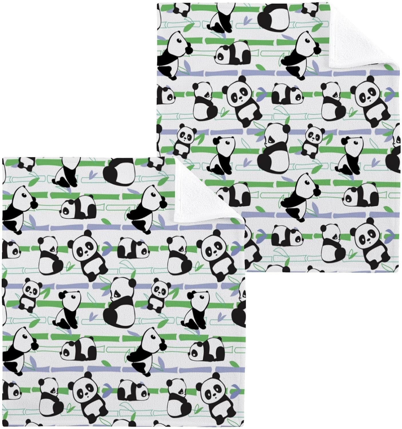 SKYSONIC Panda Cotton Washcloths Set of 4, Highly Absorbent Soft ...