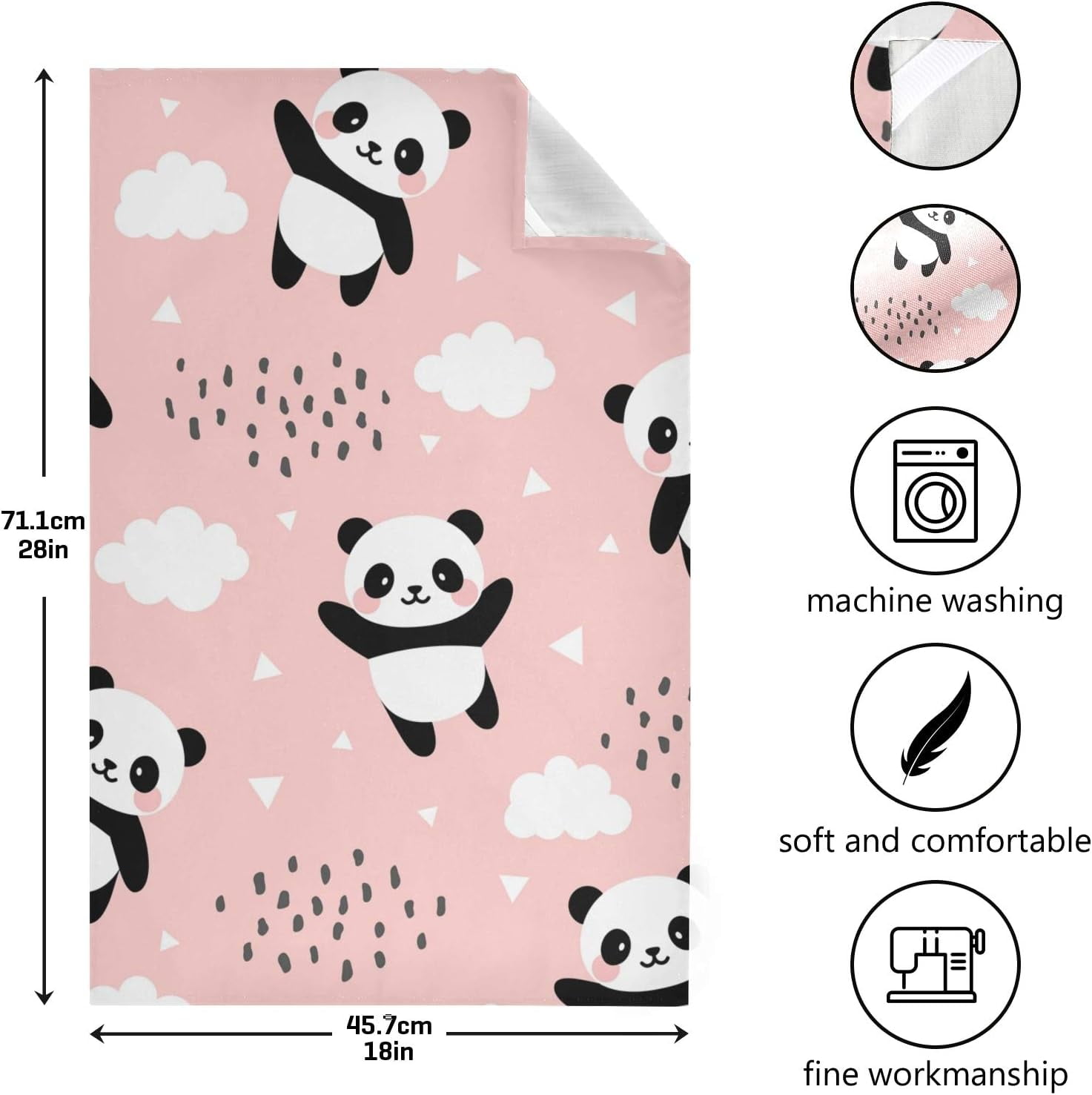 SKYSONIC Panda Kitchen Dish Towel Set of 1, Super Absorbent Soft Drying ...
