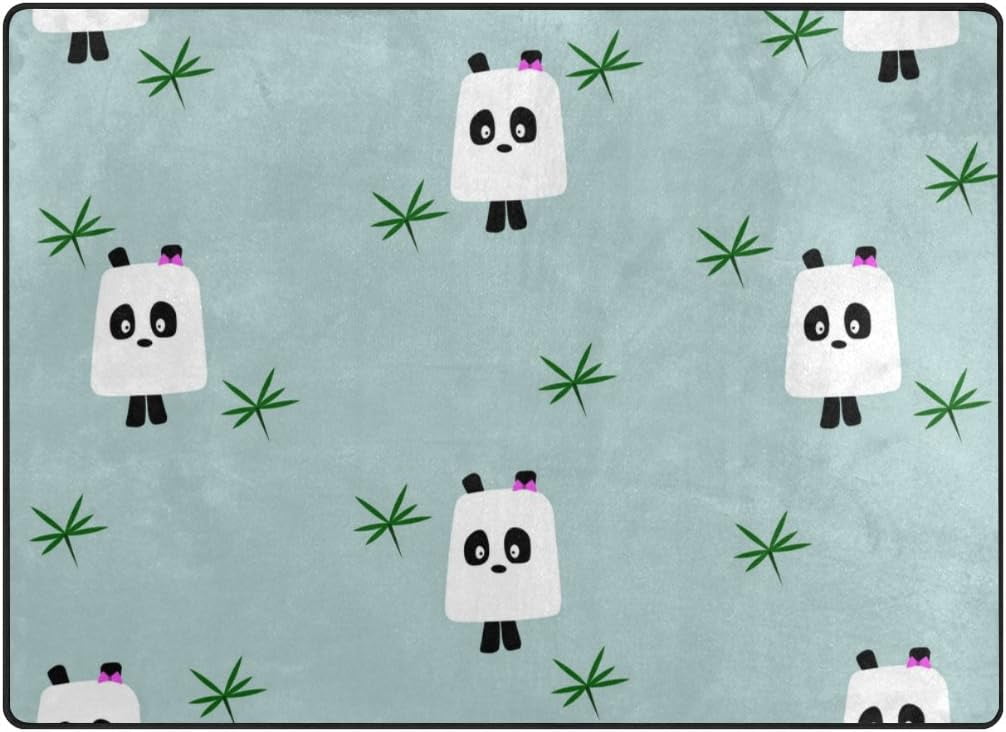 SKYSONIC Pandas Leaves 80 x 58 inches Lightweight Soft Area Rug Mat ...