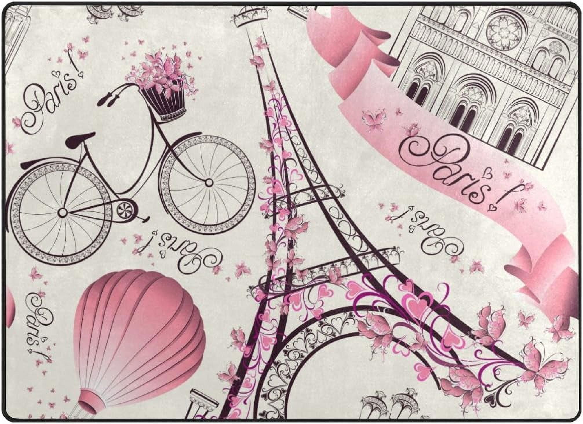 SKYSONIC Paris Symbols 80x58 inches Lightweight Soft Area Rug Mat ...