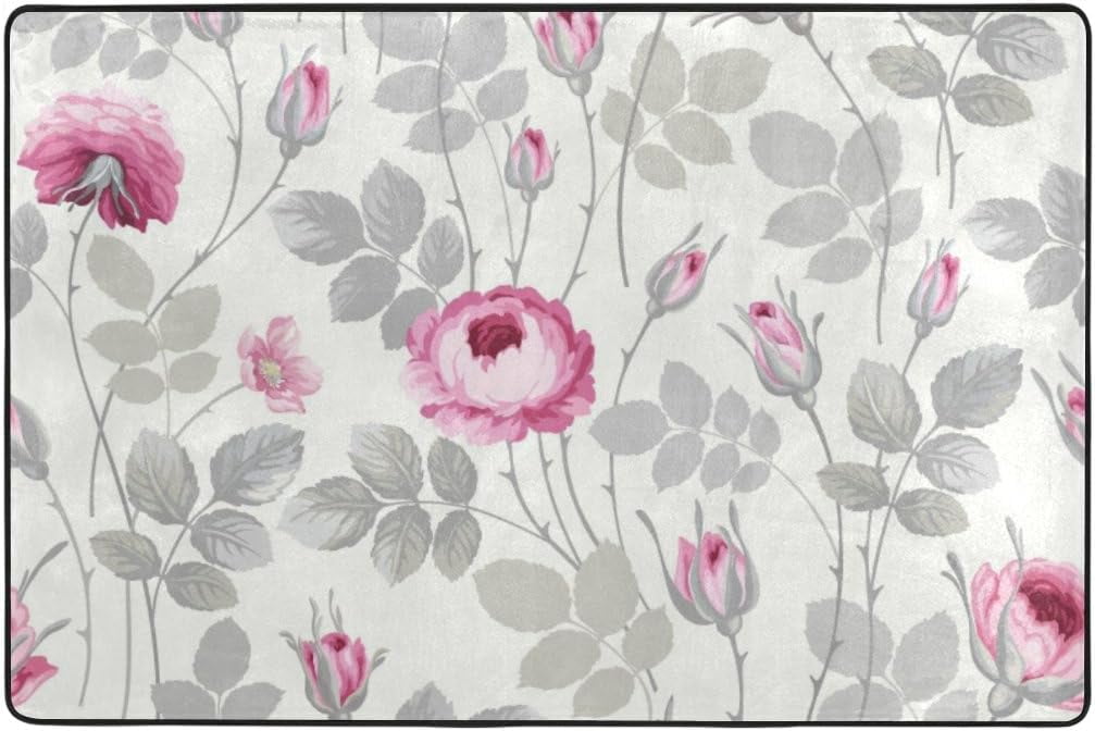 SKYSONIC Pastel Colors Roses Area Rug Pad - 72x48 inch - 100% Light ...