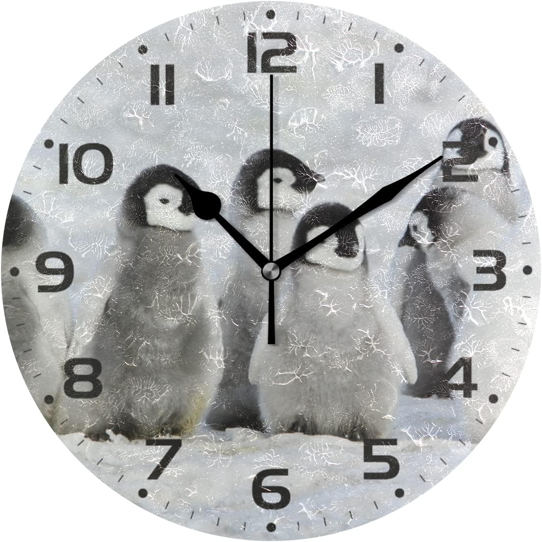 SKYSONIC Penguins Chicks Wall Clock 10 Inch Silent Non Ticking Round ...
