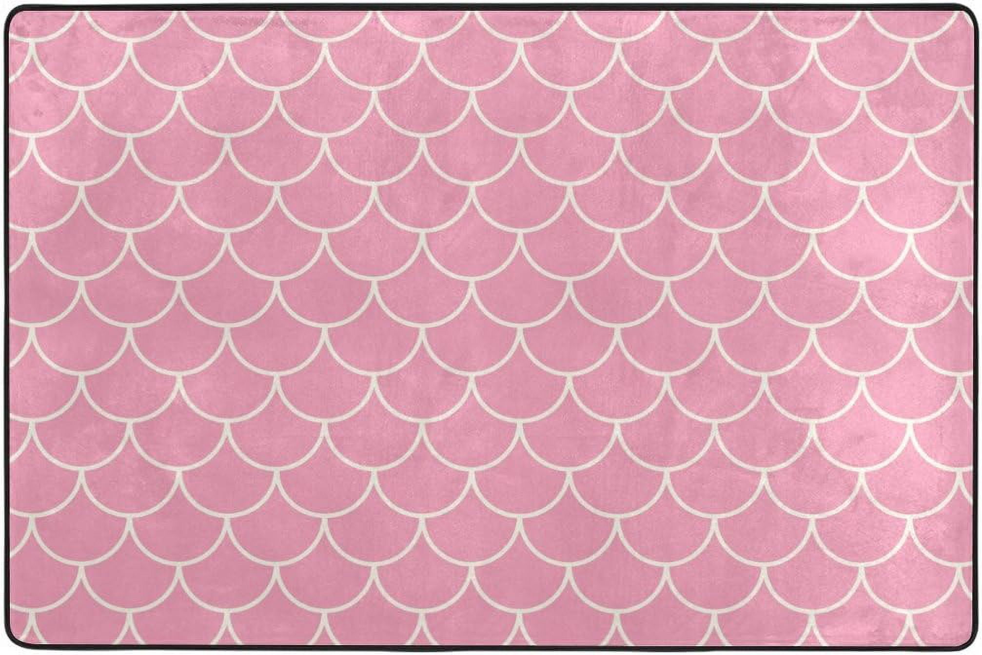 SKYSONIC Pink Fish Scales Lightweight Carpet Mats Area Soft Rugs Floor ...