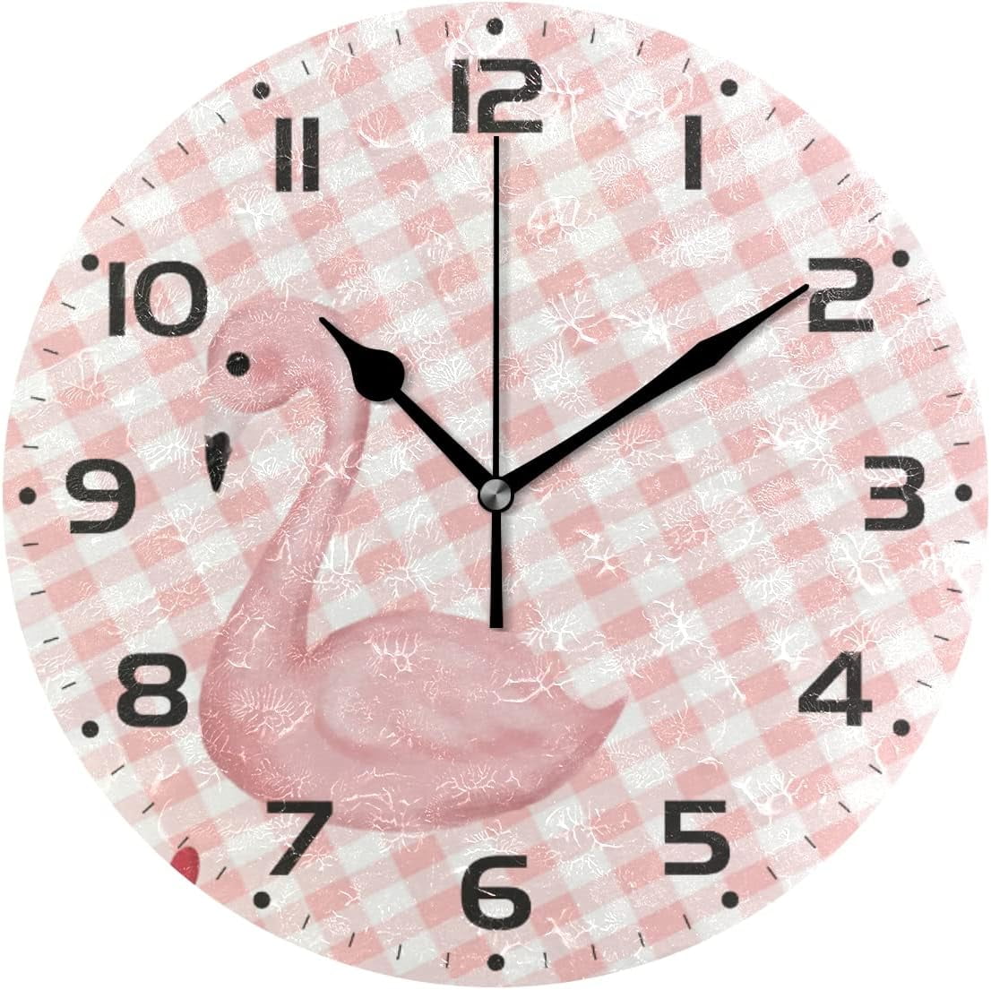 SKYSONIC Pink Flamingo Cactus Wall Clock 10 Inch Silent Non Ticking ...