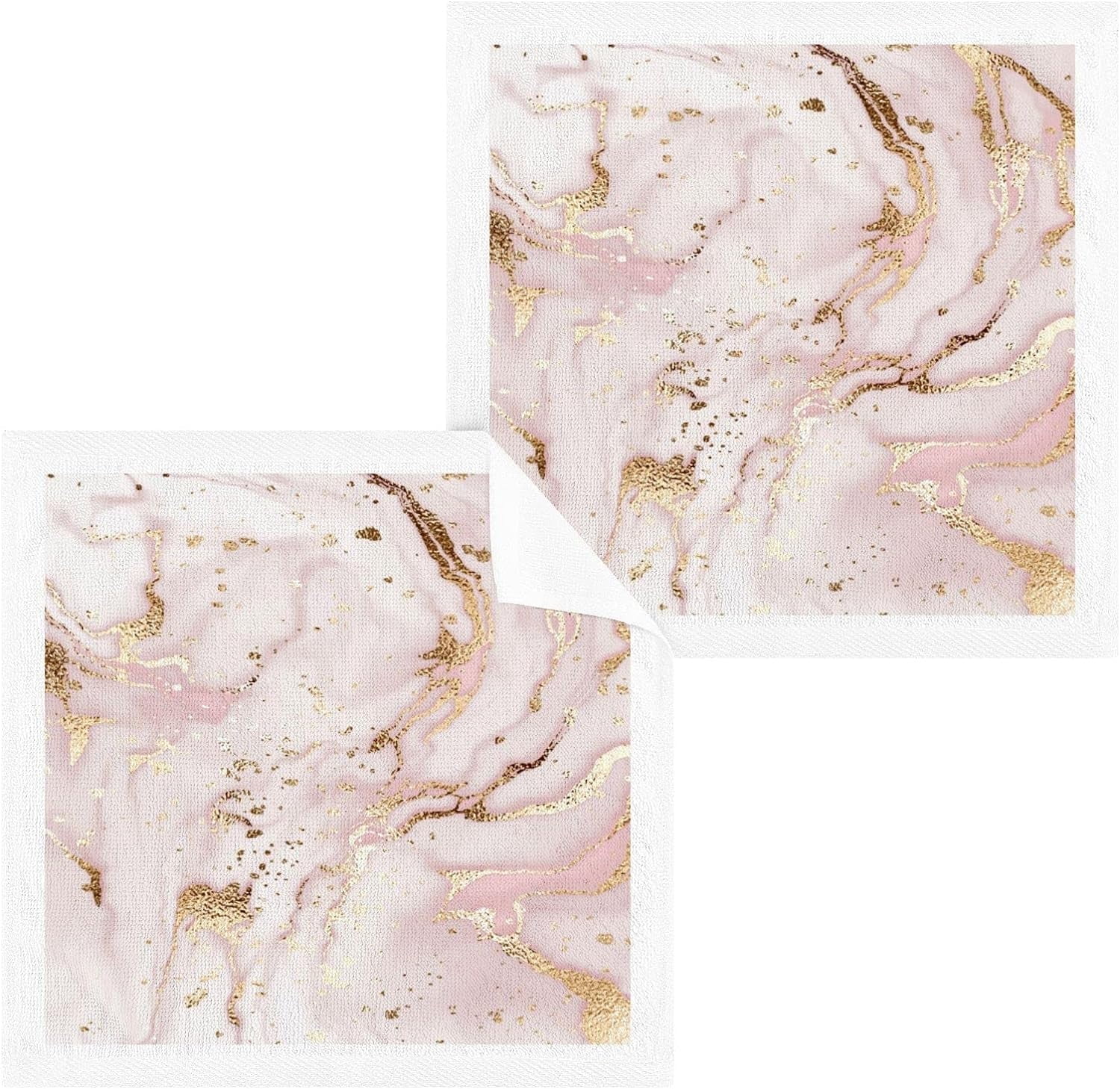 SKYSONIC Pink Gold Pattern Wash Cloths 6 Pack - 12 x 12 Inch Super Soft ...