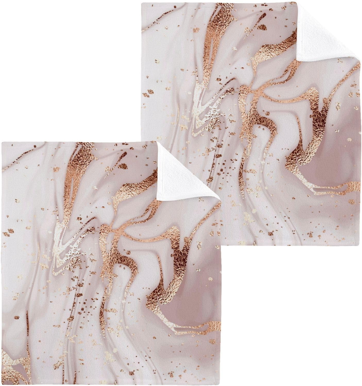 SKYSONIC Pink Marble Cotton Washcloths Set of 6, Highly Absorbent Soft ...