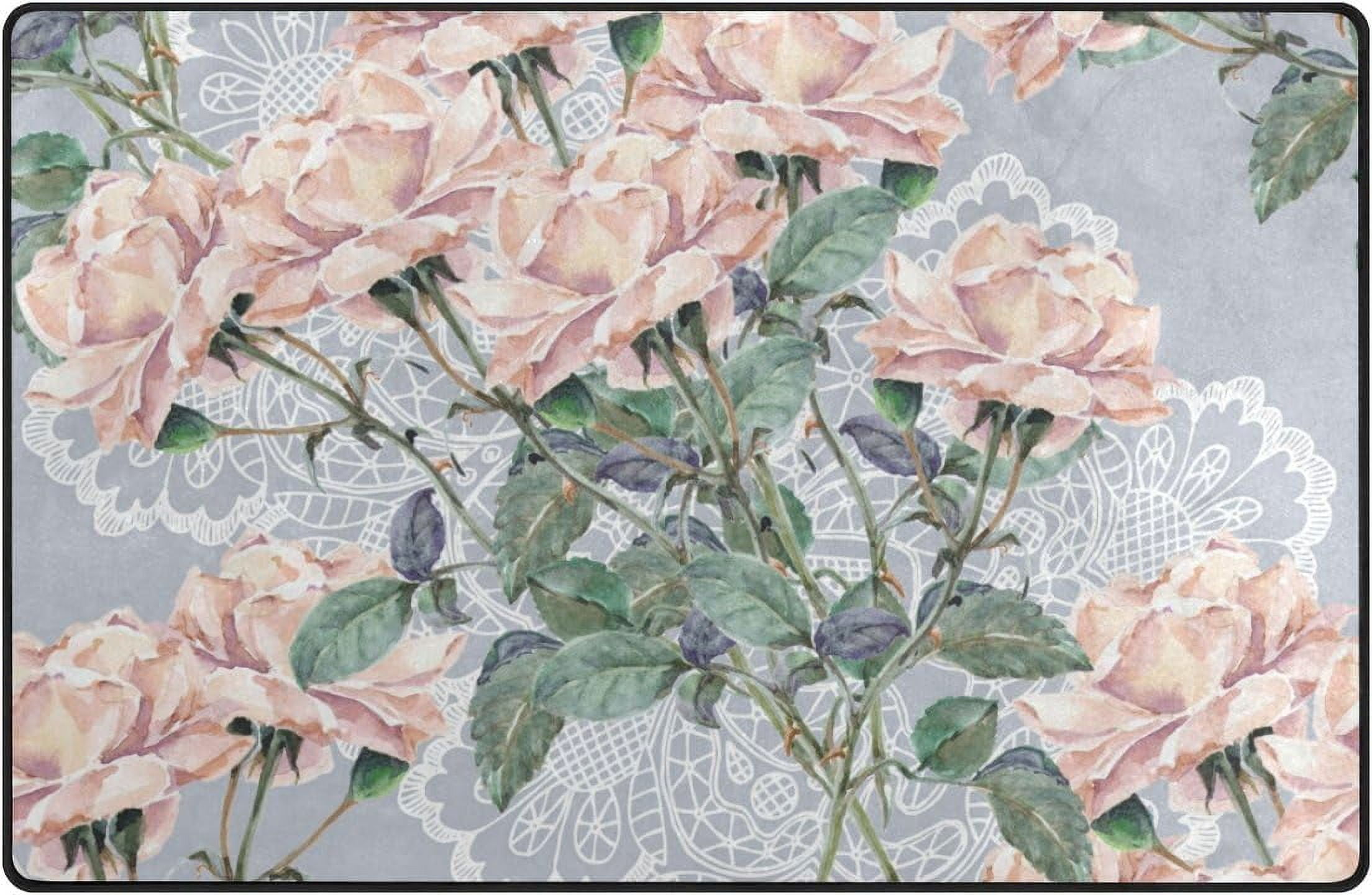 SKYSONIC Pink Rose Bouquet Area Rug Pad - 31 x 20 inch - 100% Light ...