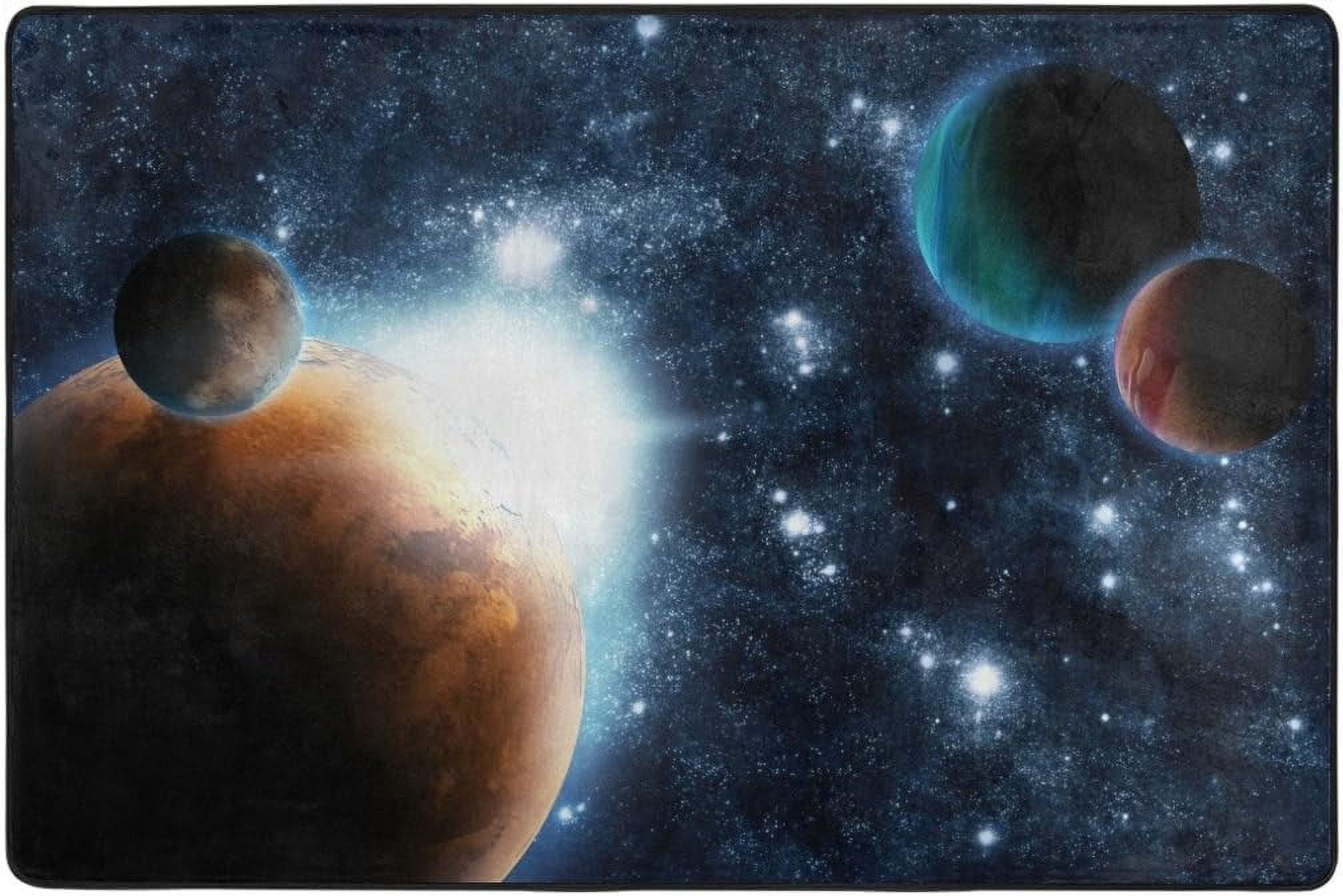 SKYSONIC Planet Sun Flare in Deep Space Area Rug Pad - 72x48 inch - 100 ...
