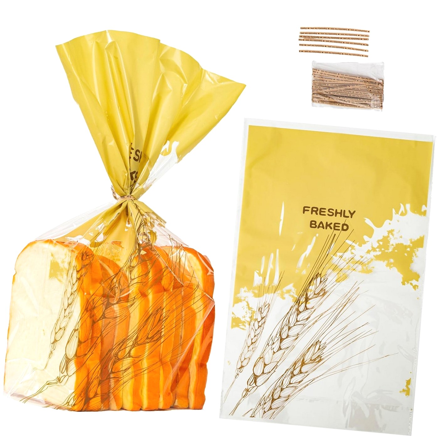 SKYSONIC Plastic Bread Bags with Ties, Clear Loaf Bags for Homemade ...