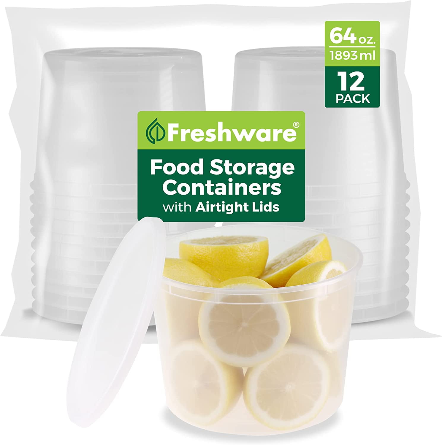 SKYSONIC Plastic Deli Containers 32 oz, 64 ounce, 64 oz, 12-Set ...