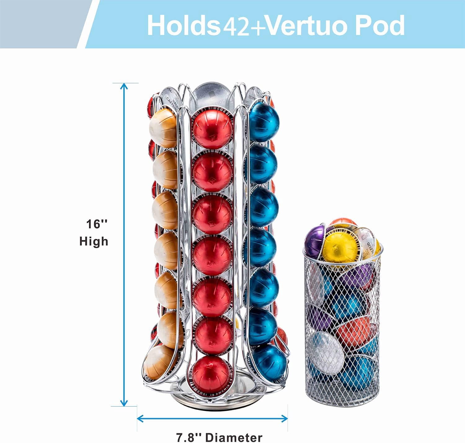 SKYSONIC Pod Holder, 360-Degree Rotating Carousel Stand for Vertuo ...
