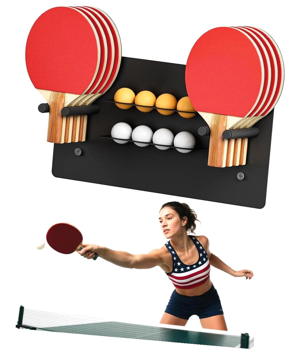 SKYSONIC Pong Paddle Holder, Wall Mounted Metal Magnetic Table Tennis Storage Rack Holds ...