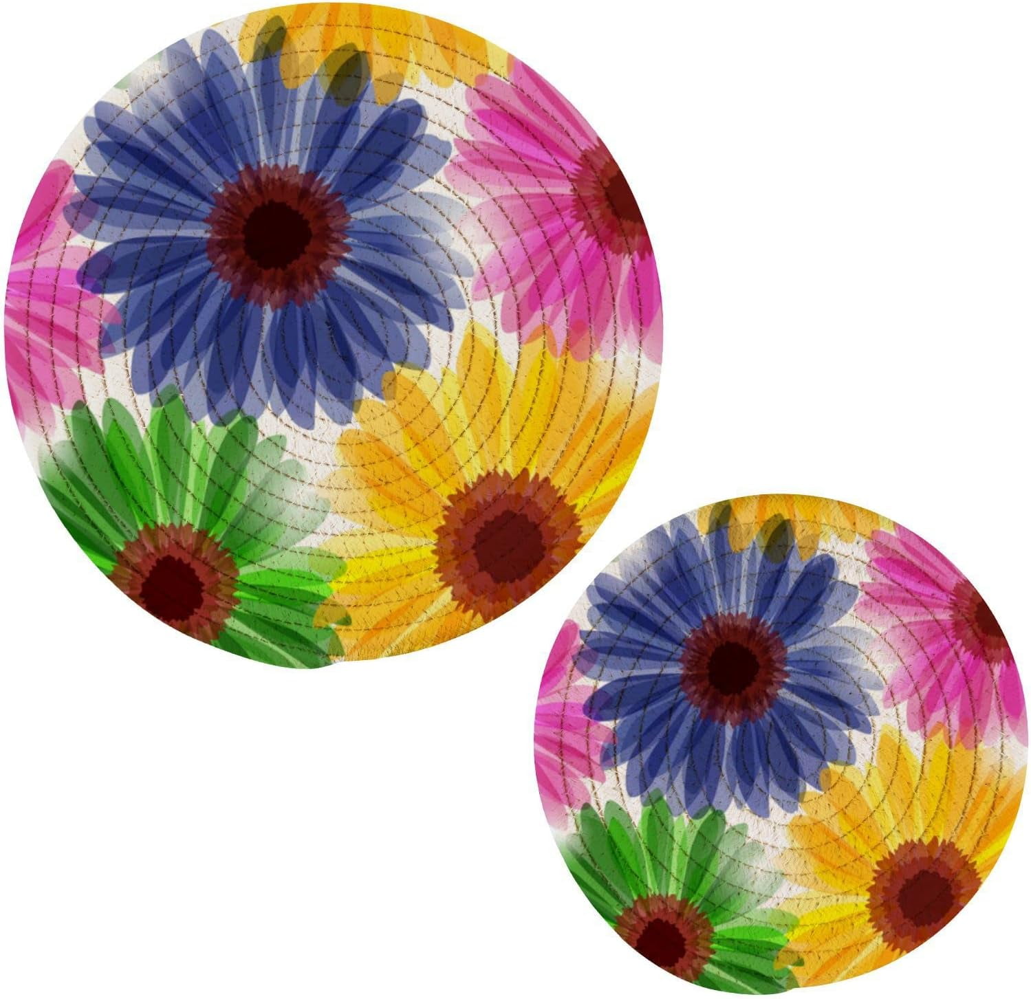 SKYSONIC Pot Holders Trivets set, 2 Pcs,Bright Daisy Flowers Sunlight ...