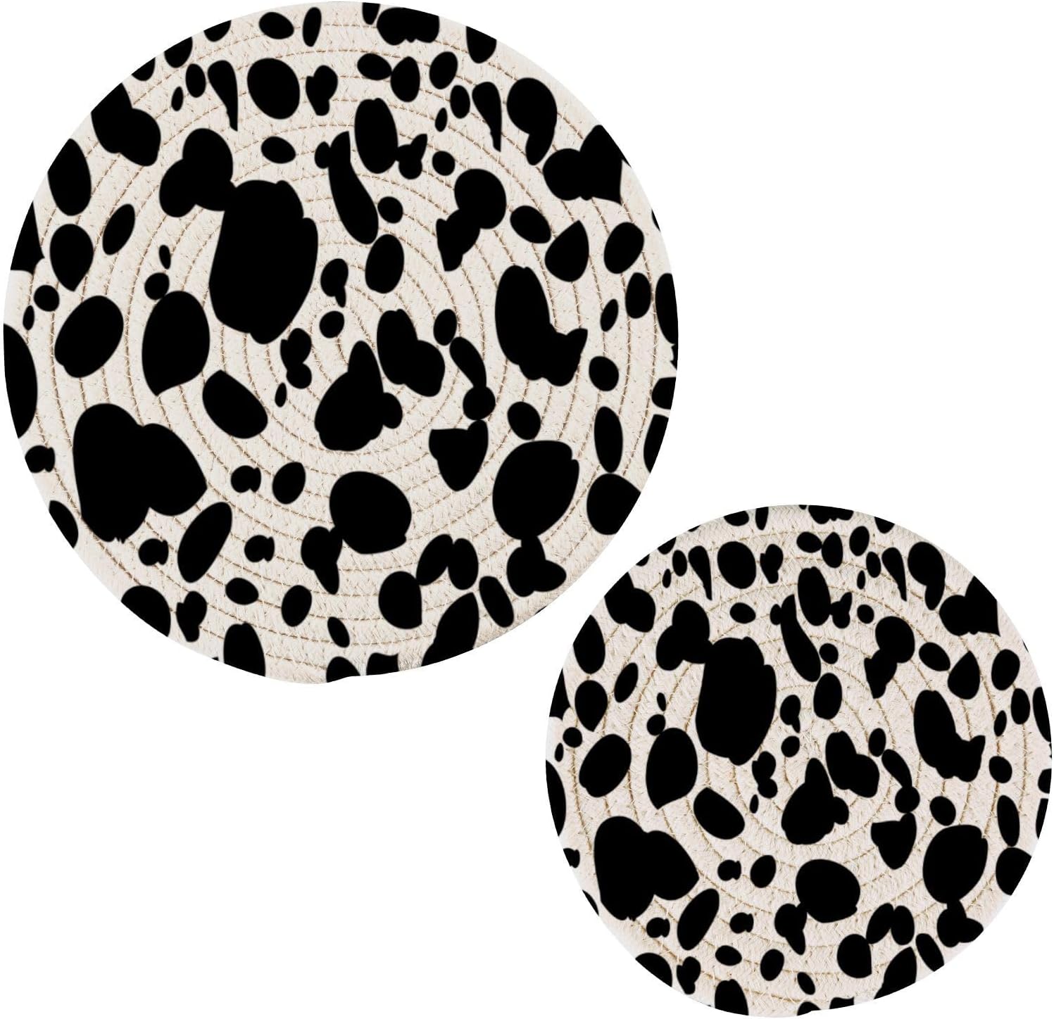 SKYSONIC Pot Holders Trivets set, 2 Pcs,Cow Texture Animal Skin White ...