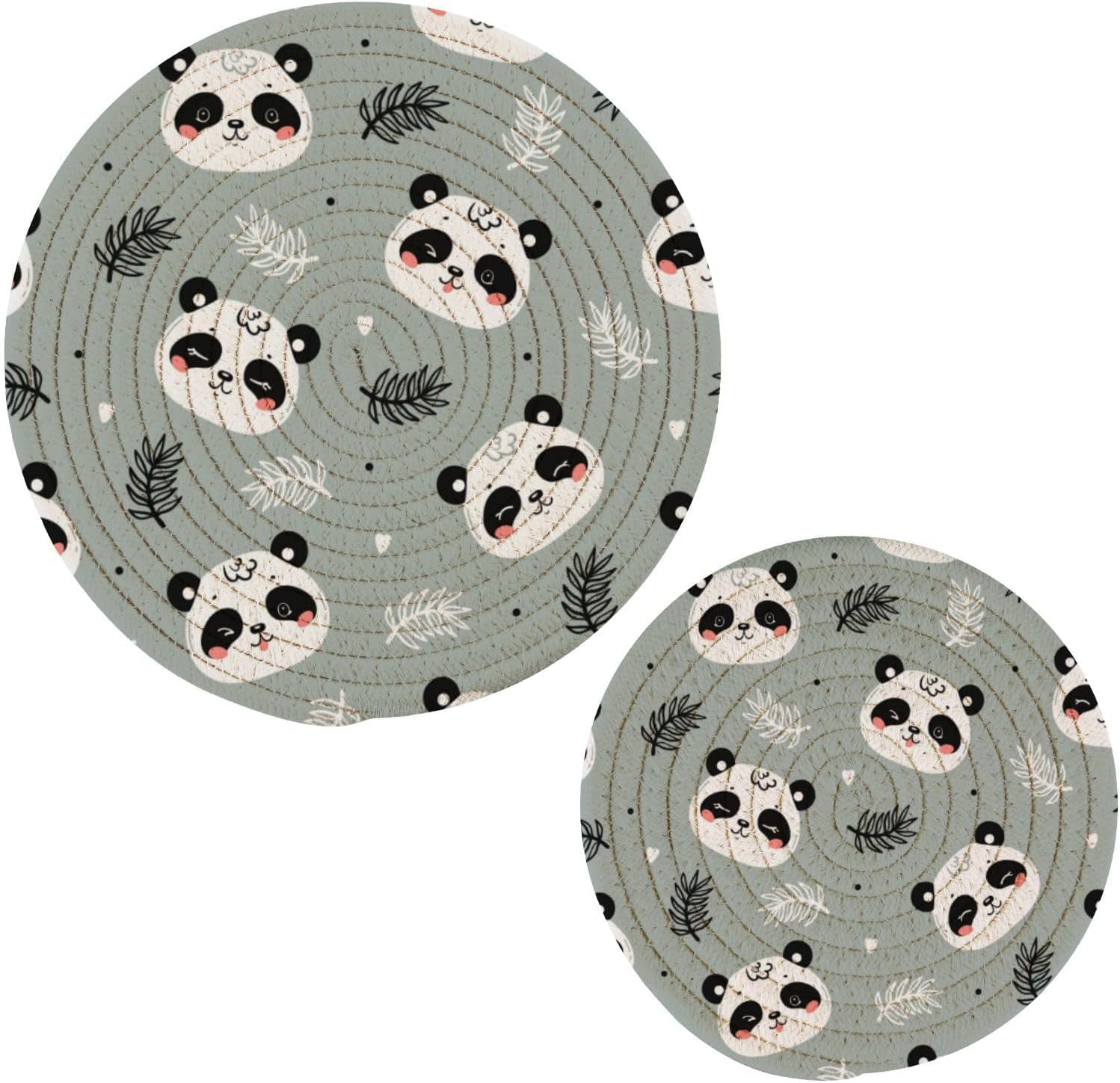 SKYSONIC Pot Holders Trivets set, 2 Pcs,Cute Pandas Bear Face and ...