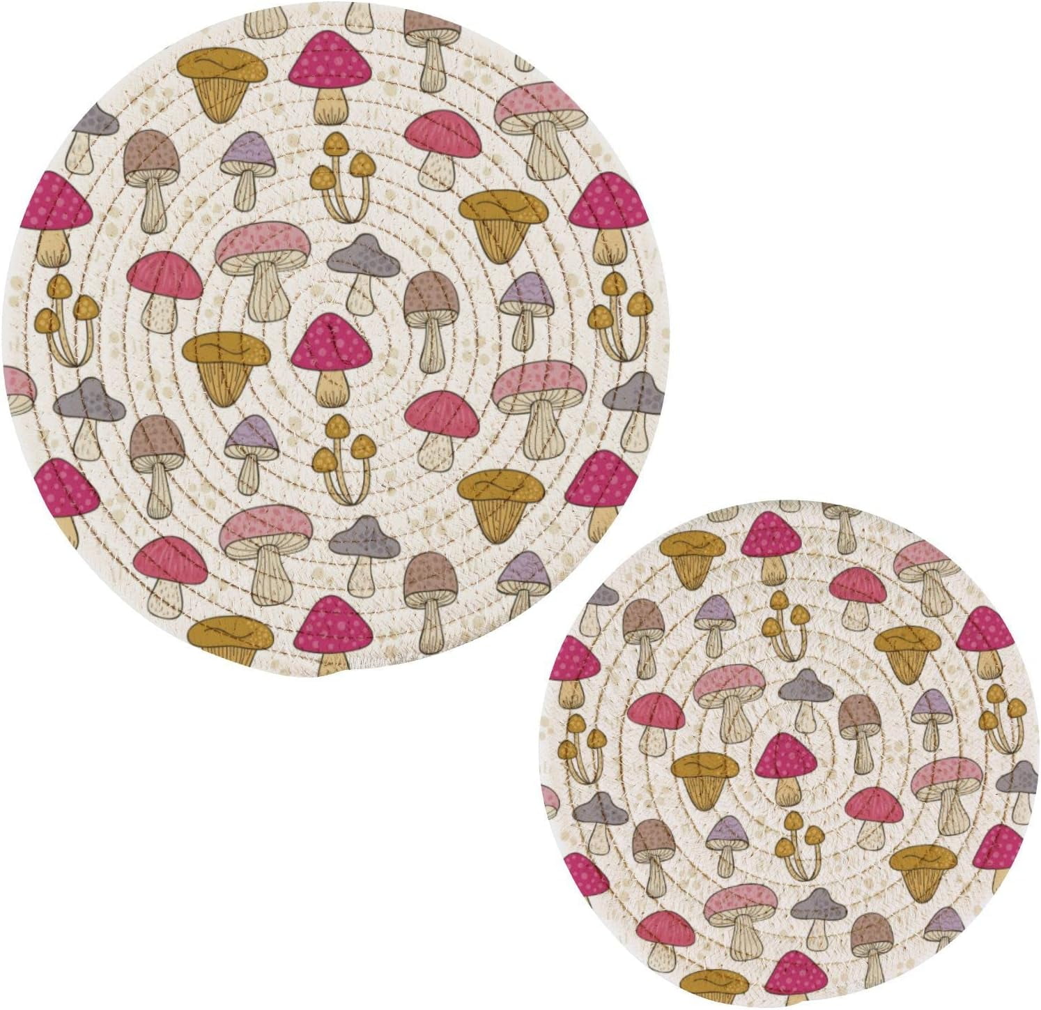 SKYSONIC Pot Holders Trivets set, 2 Pcs,Mushroom Pattern Potholders for ...