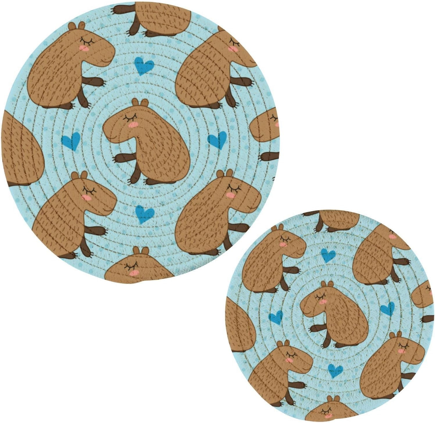 SKYSONIC Pot Holders Trivets set, 2 Pcs,South America Fauna Capybara ...