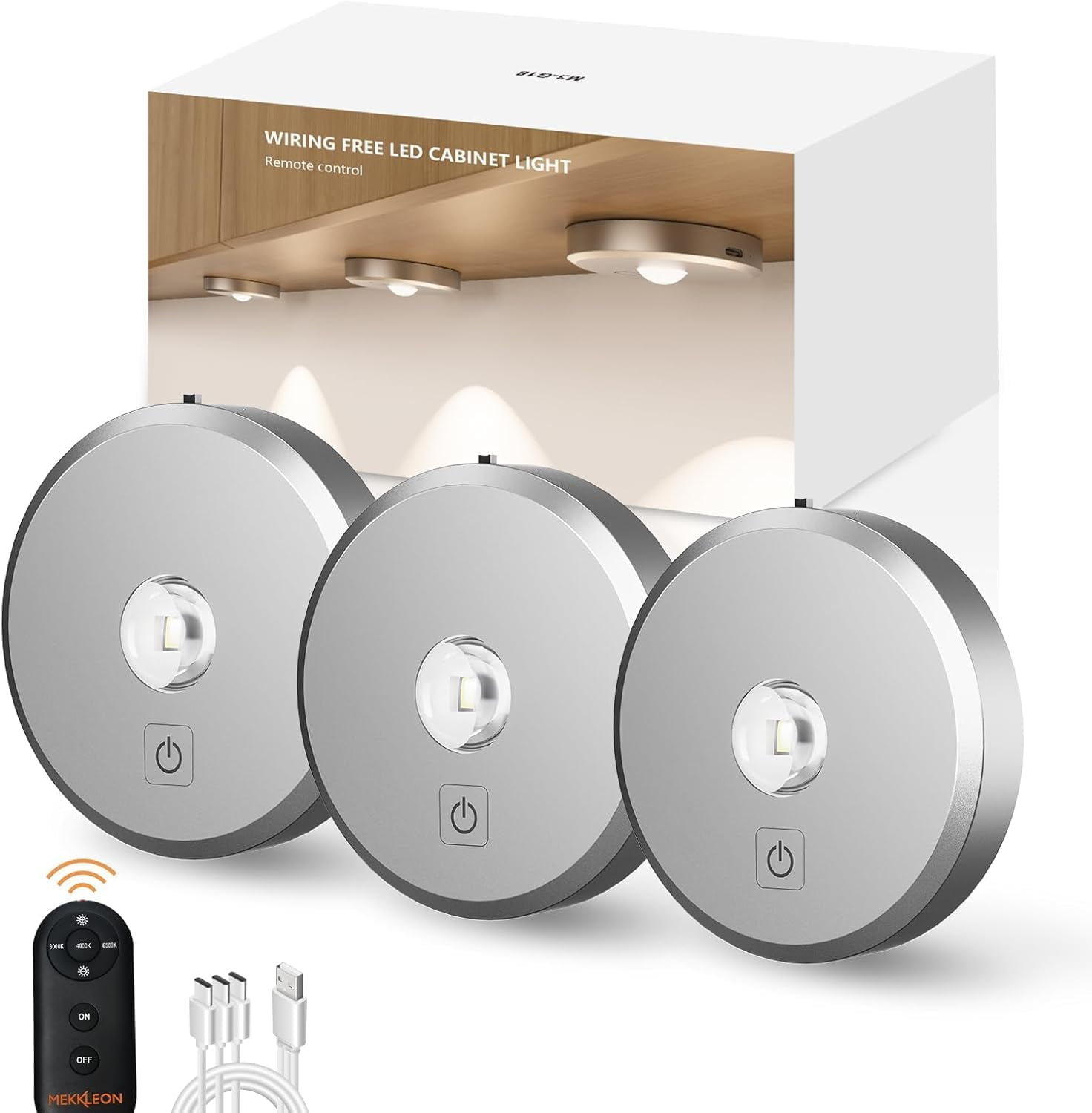 SKYSONIC Puck Lights Cordless with Remote Control, 2200mAh Rechargeable ...