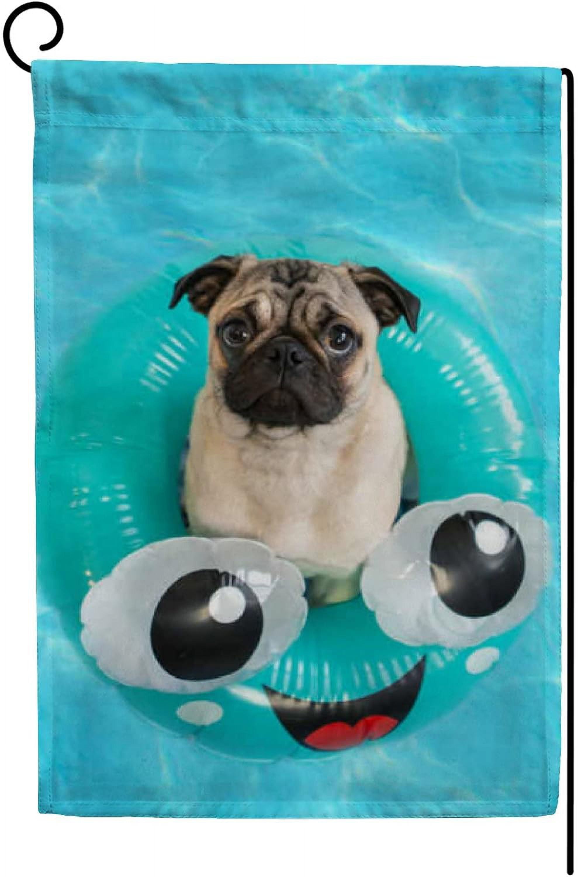 SKYSONIC Pug Puppy Floating in a Fun Inflatable Ring Double-Sided ...