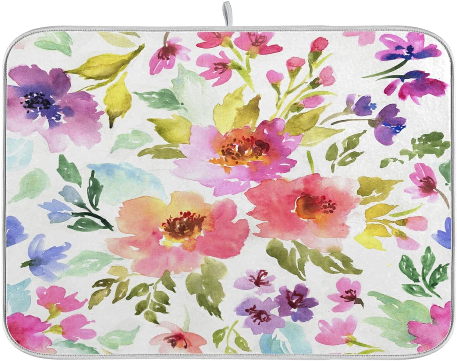 SKYSONIC Purple Pink Bouquets Meadow Flower Dish Drying Mat Kitchen ...