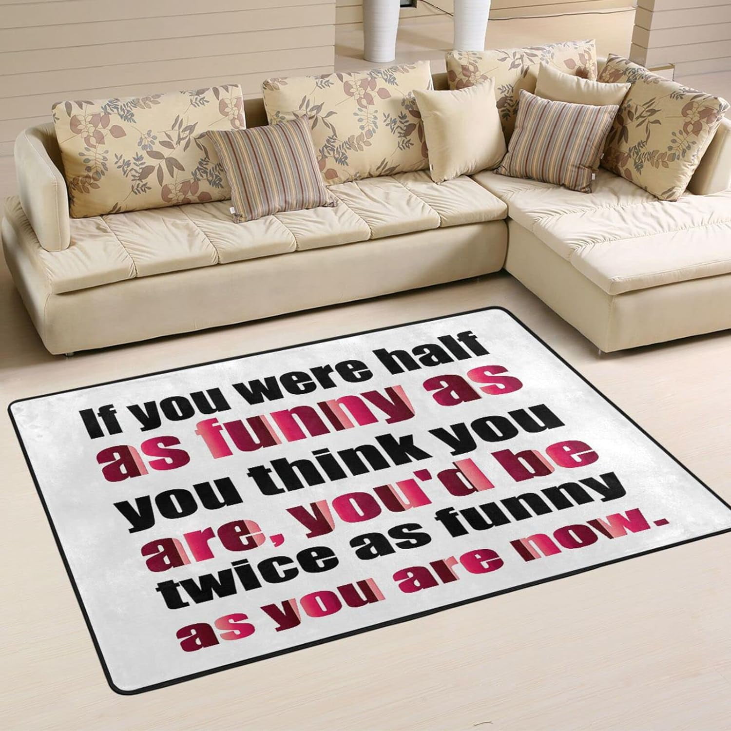 SKYSONIC Quote About Life Area Rug 72x48in Positive Quote Non-Slip ...