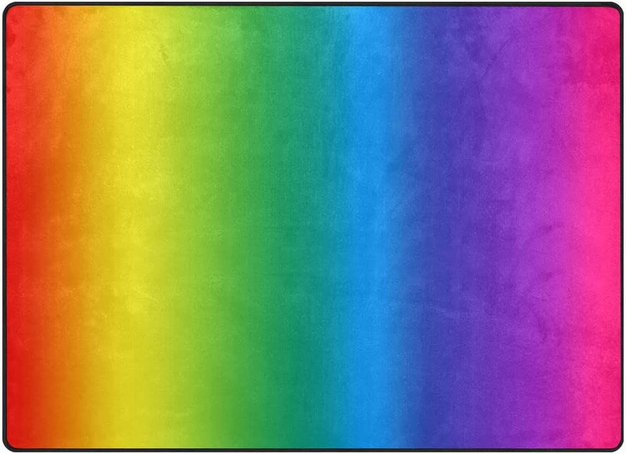 SKYSONIC Rainbow Area Rug 80"x58" Pet & Child Friendly Carpet ,Indoor ...