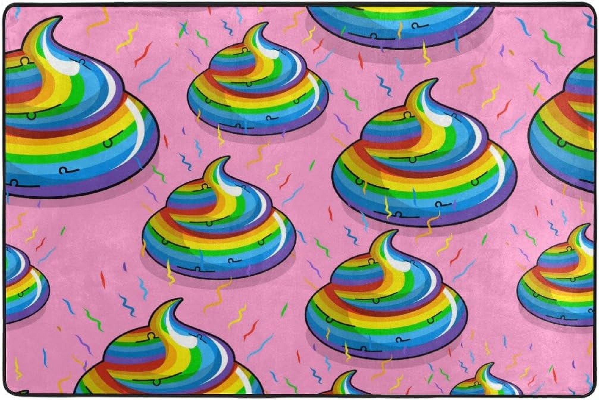 SKYSONIC Rainbow Poo Ornament Area Rug Pad 24x36 Inch 100% Light Weight ...