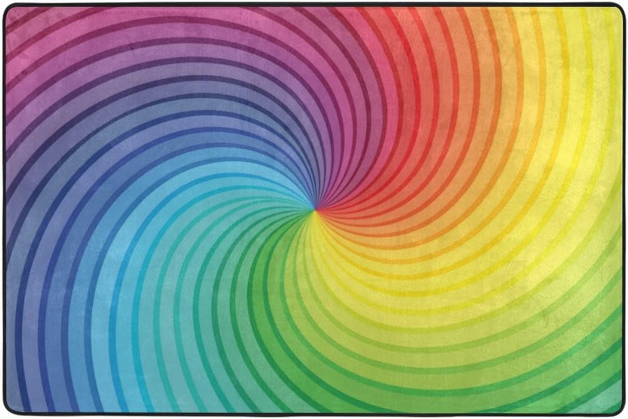 SKYSONIC Rainbow Swirl Area Rug Pad 24x36 Inch 100% Light Weight ...