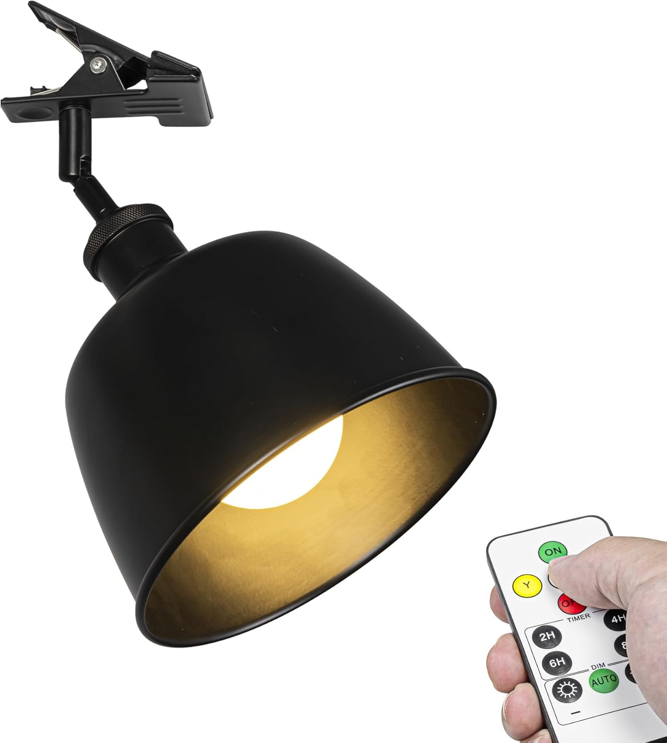 SKYSONIC Rechargeable Battery Dimmable Black Metal Clamp Light No Wire ...