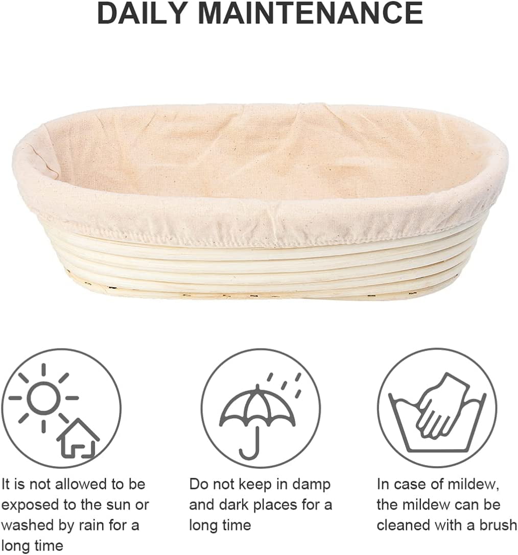 SKYSONIC Rectangular Banneton Proofing Basket, Natural Rattan Dough ...