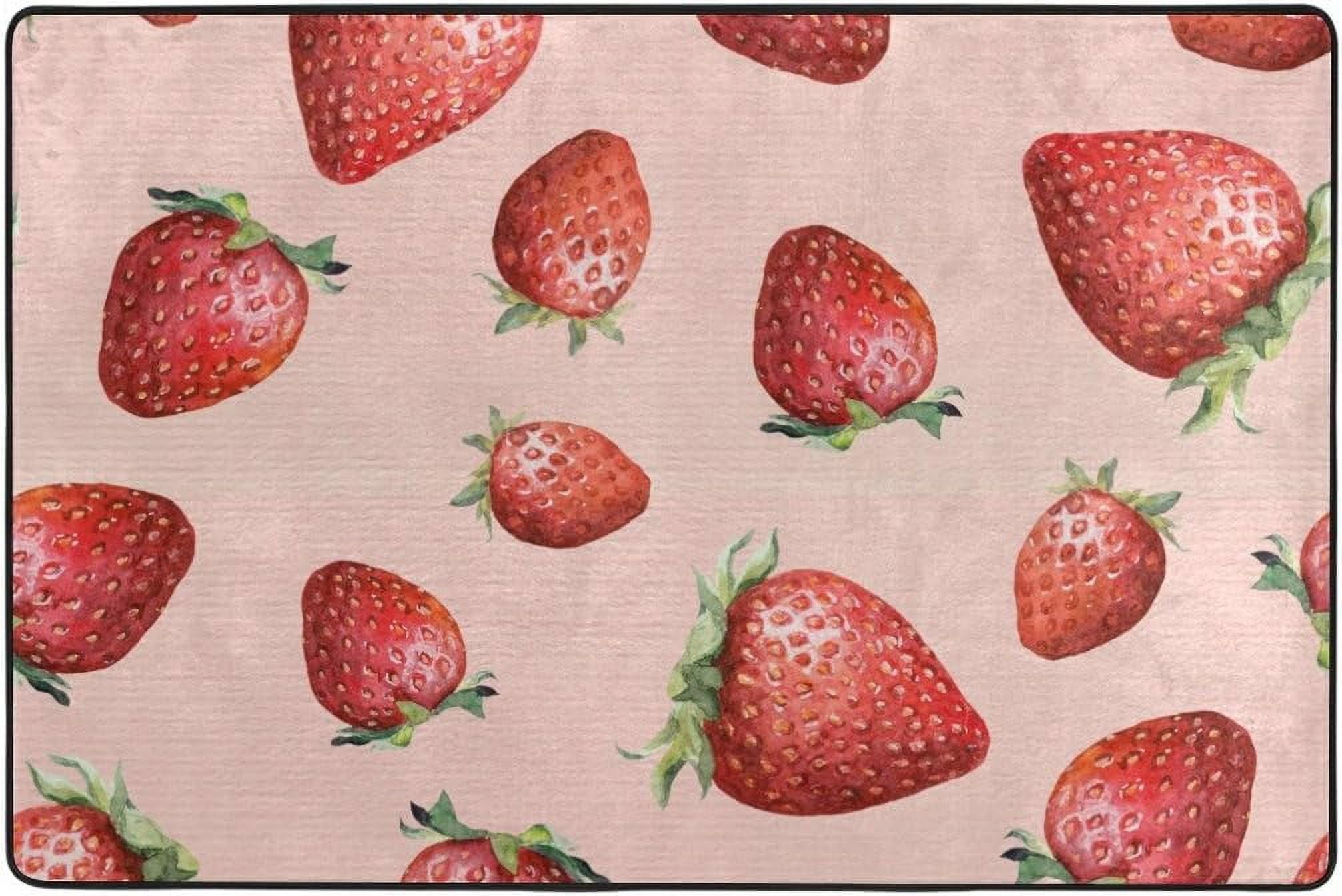 SKYSONIC Red Strawberry Area Rug Pad 24x36 Inch 100% Light Weight ...