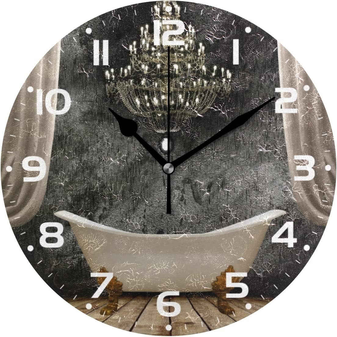 SKYSONIC Retro Bathtub Wall Clock 10 Inch Silent Non Ticking Round ...