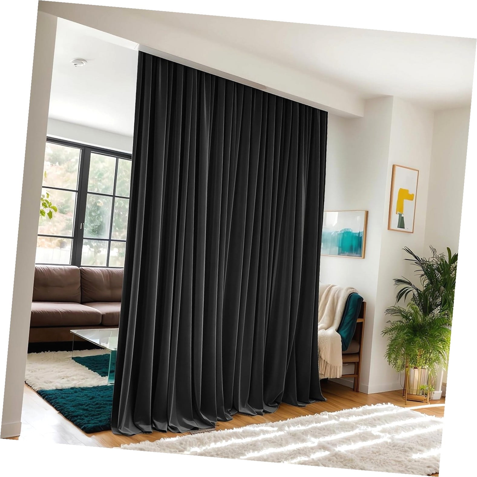 SKYSONIC Room Divider Curtains for Ceiling or Rod Privacy Floor to ...