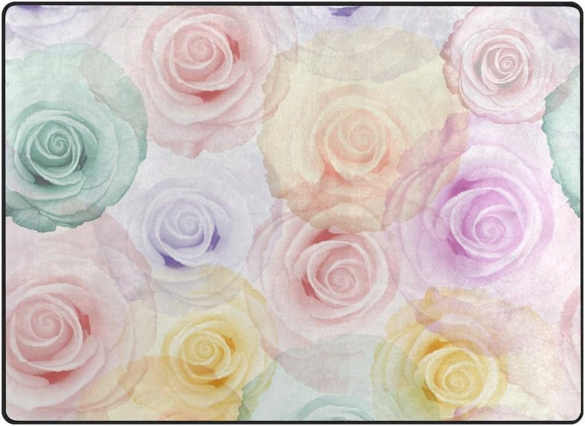 SKYSONIC Roses Pattern Area Rug Pad - 80x58 inch - 100% Light Weight ...
