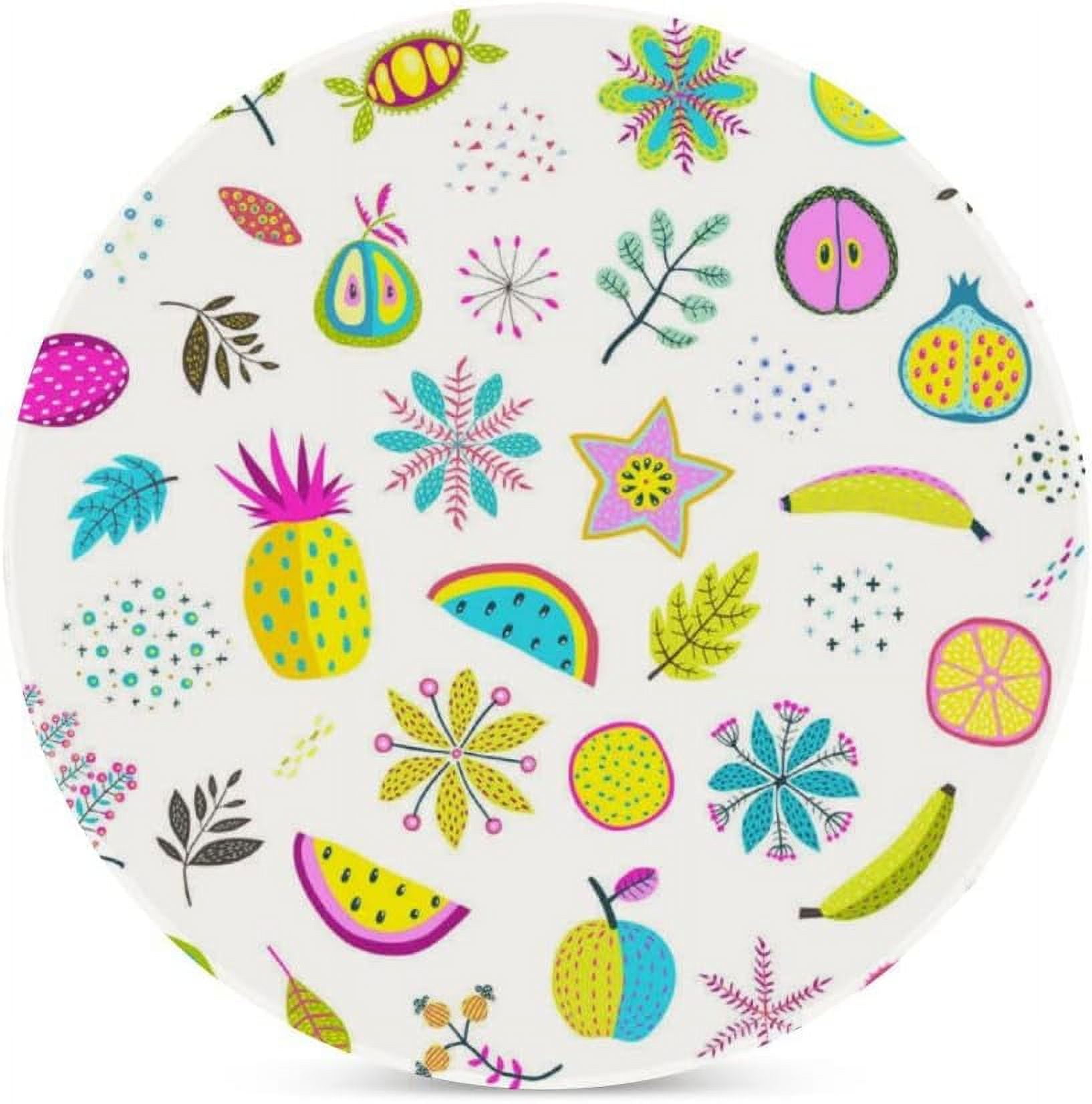 SKYSONIC Round Drink Coasters 1 Pcs Floral Fruits Vegetables Absorbent ...