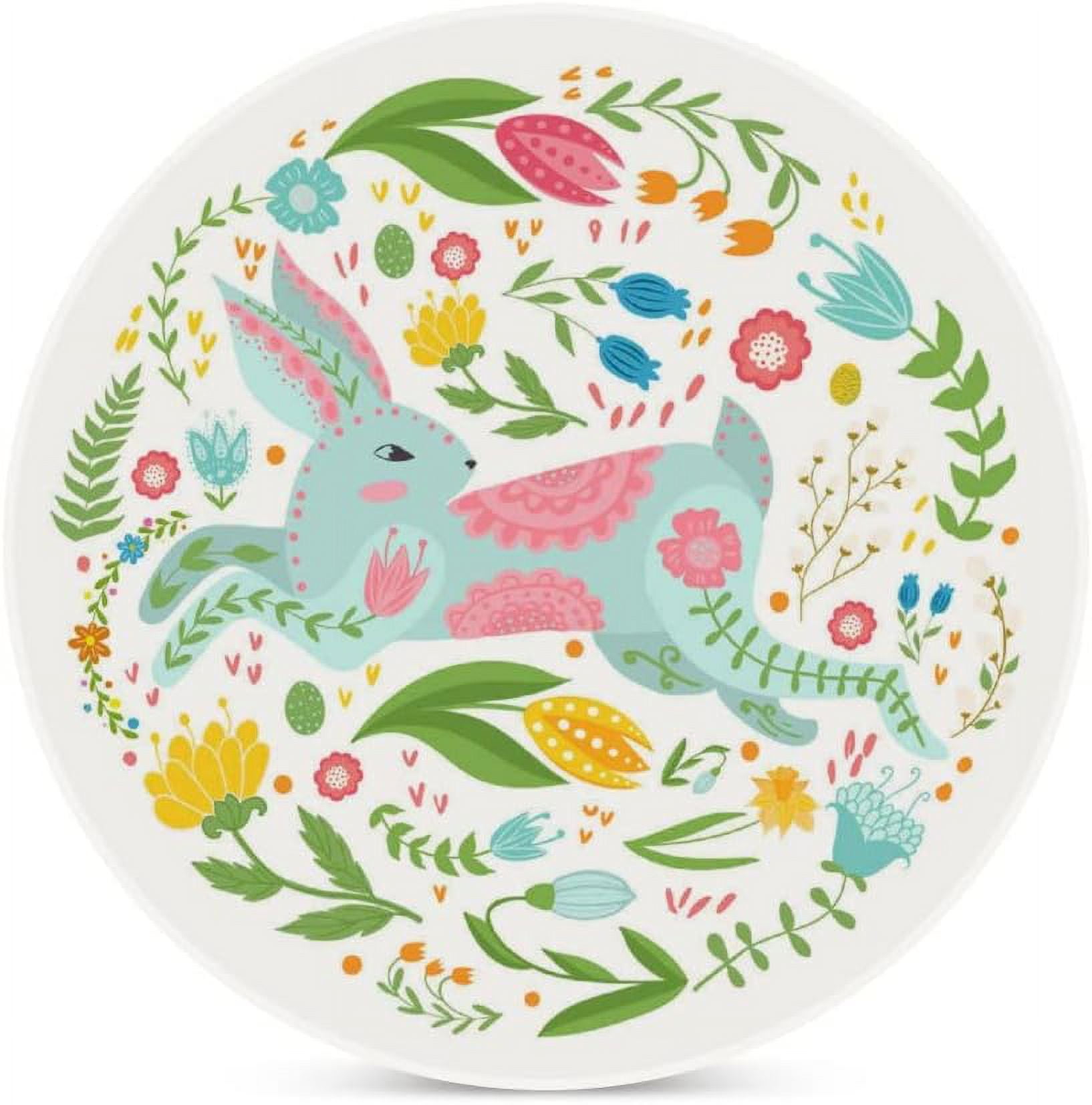 SKYSONIC Round Drink Coasters 1 Pcs Rabbit and Flowers in a ...