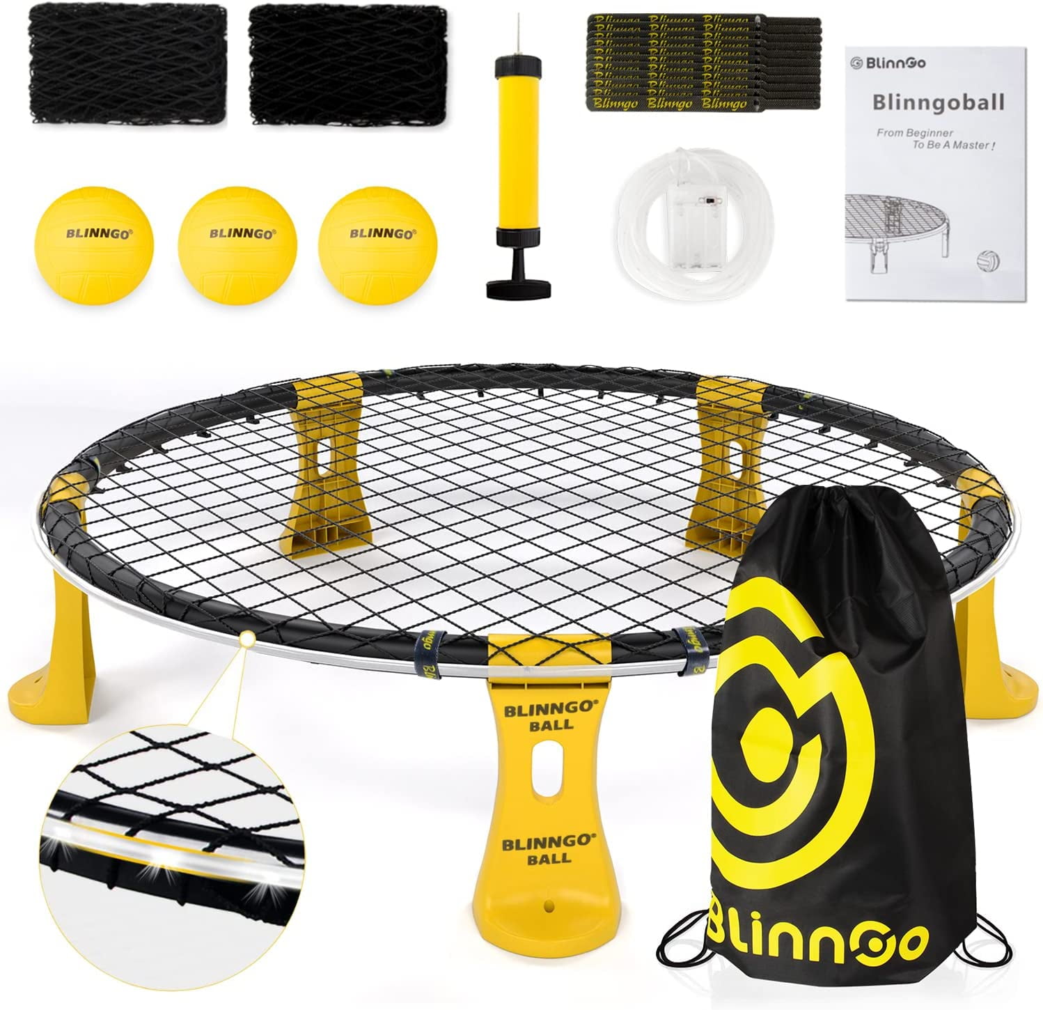 SKYSONIC Roundnet Game Set with 3 Balls and Strip Light (ONLY for Pro ...