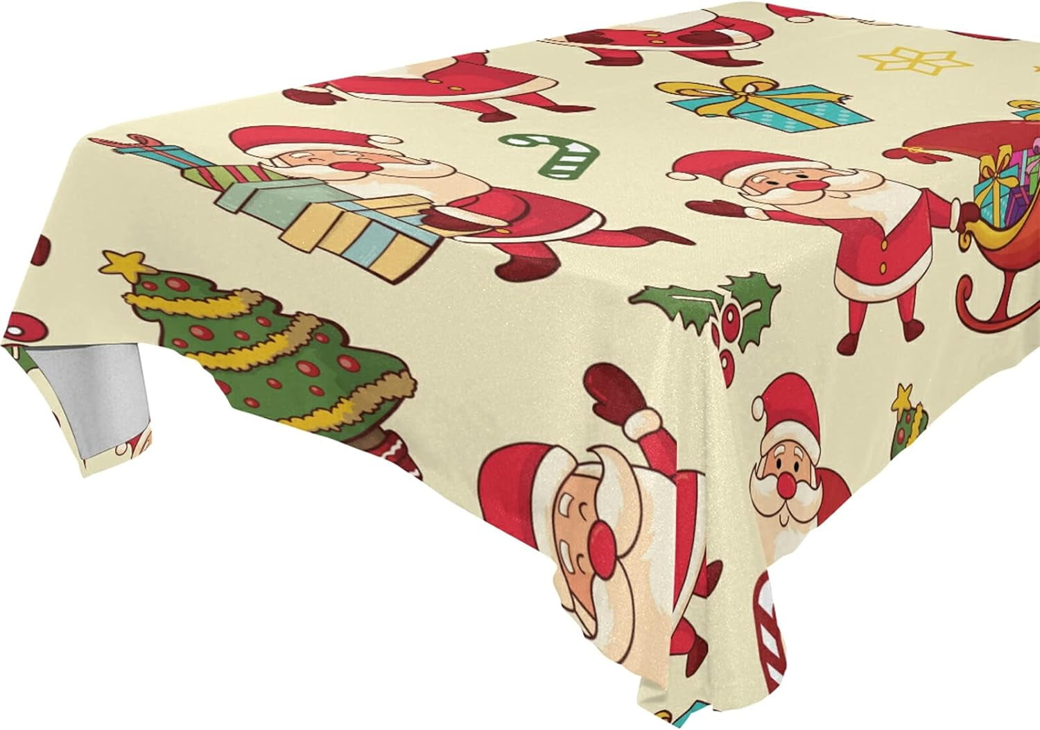 SKYSONIC Santa Claus Tablecloth Waterproof Washable Polyester Square ...