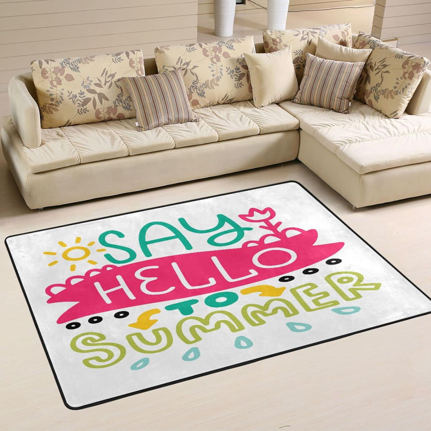 SKYSONIC Say Hello to Summer Area Rug 72x48in Quote Non-Slip Floor ...