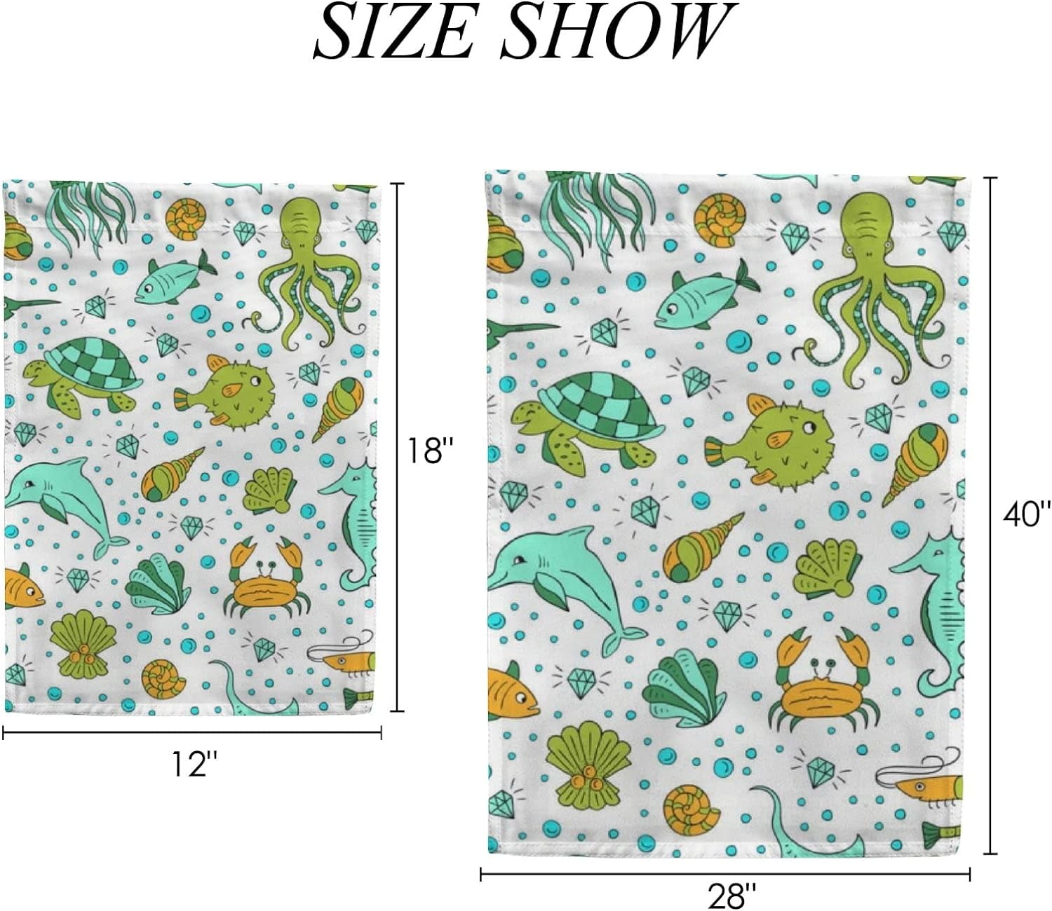 SKYSONIC Sea Animals Octopus Fishes Shells Double-Sided Printed Garden ...