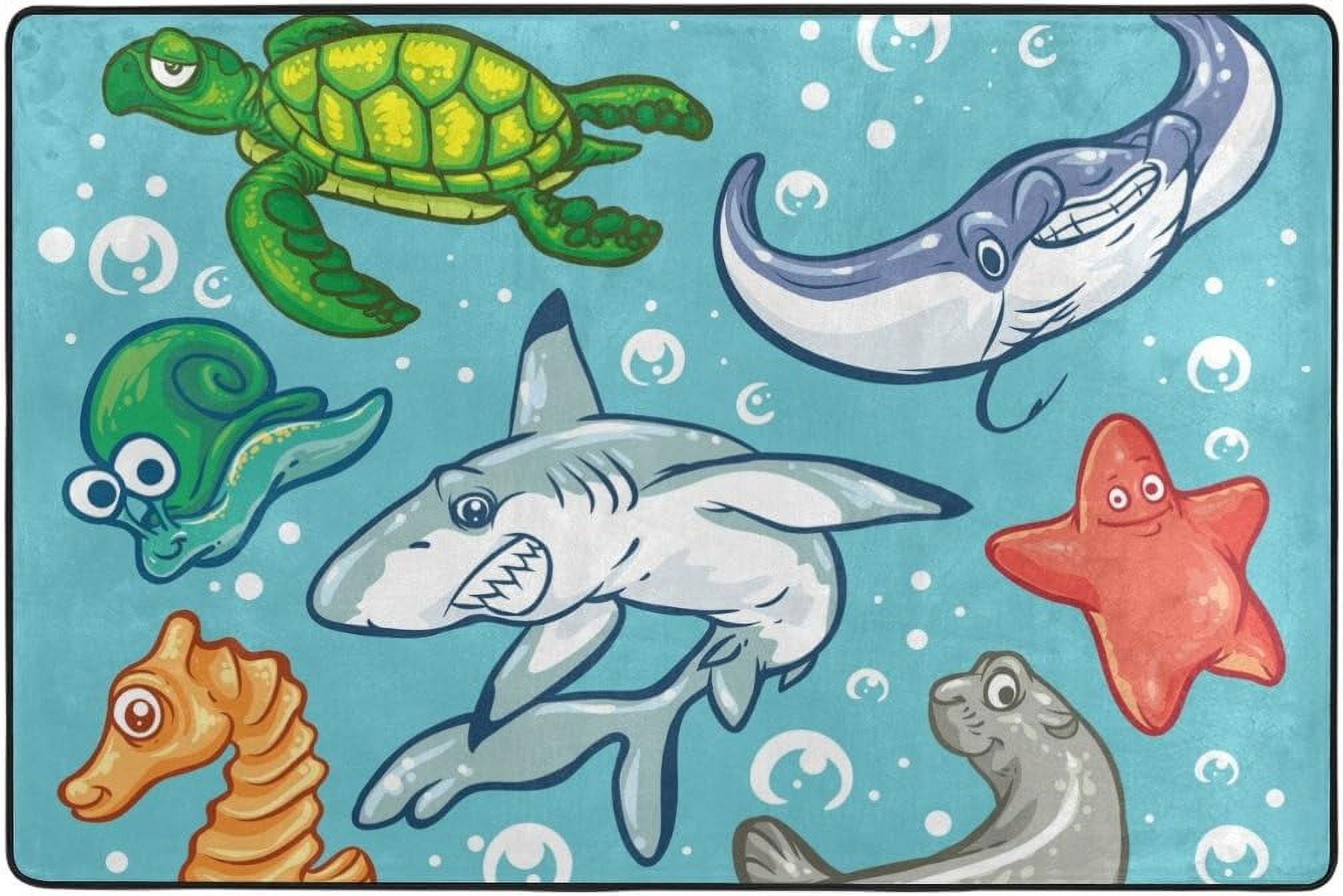 SKYSONIC Sea Animals Set Lightweight Carpet Mats Area Soft Rugs Floor ...